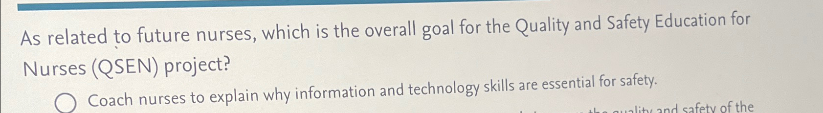 Solved As related to future nurses, which is the overall | Chegg.com