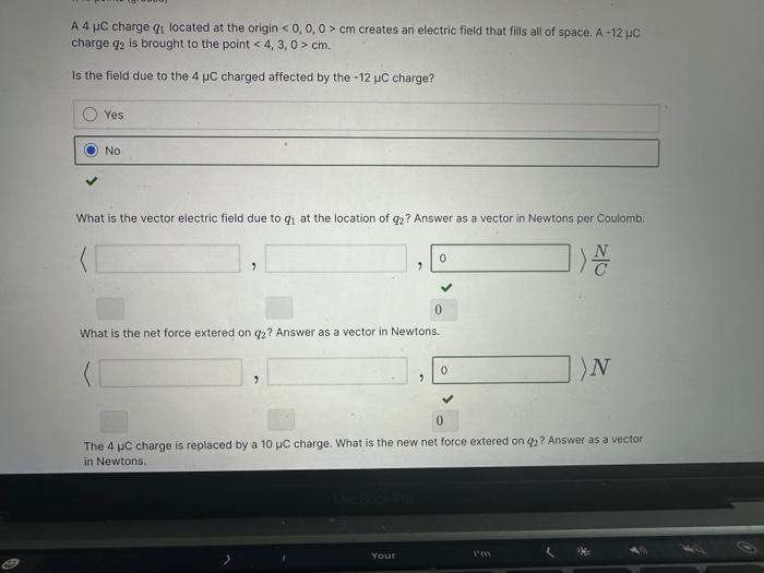 Solved A 4μC charge q1 located at the origin cm | Chegg.com