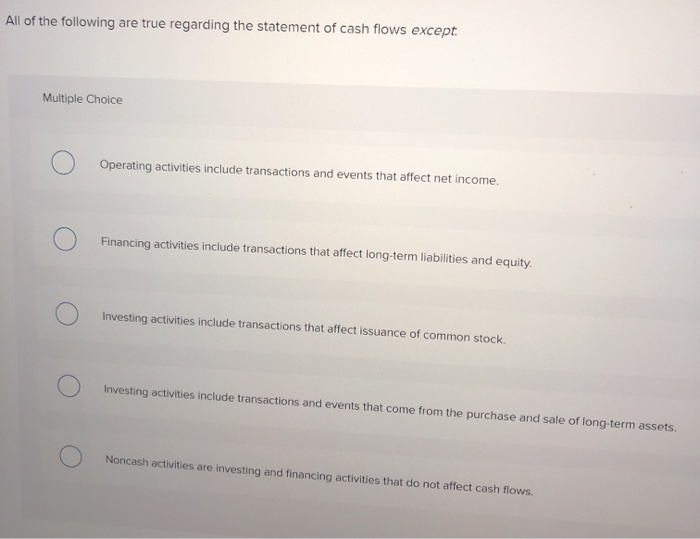 Solved All of the following are true regarding the statement | Chegg.com