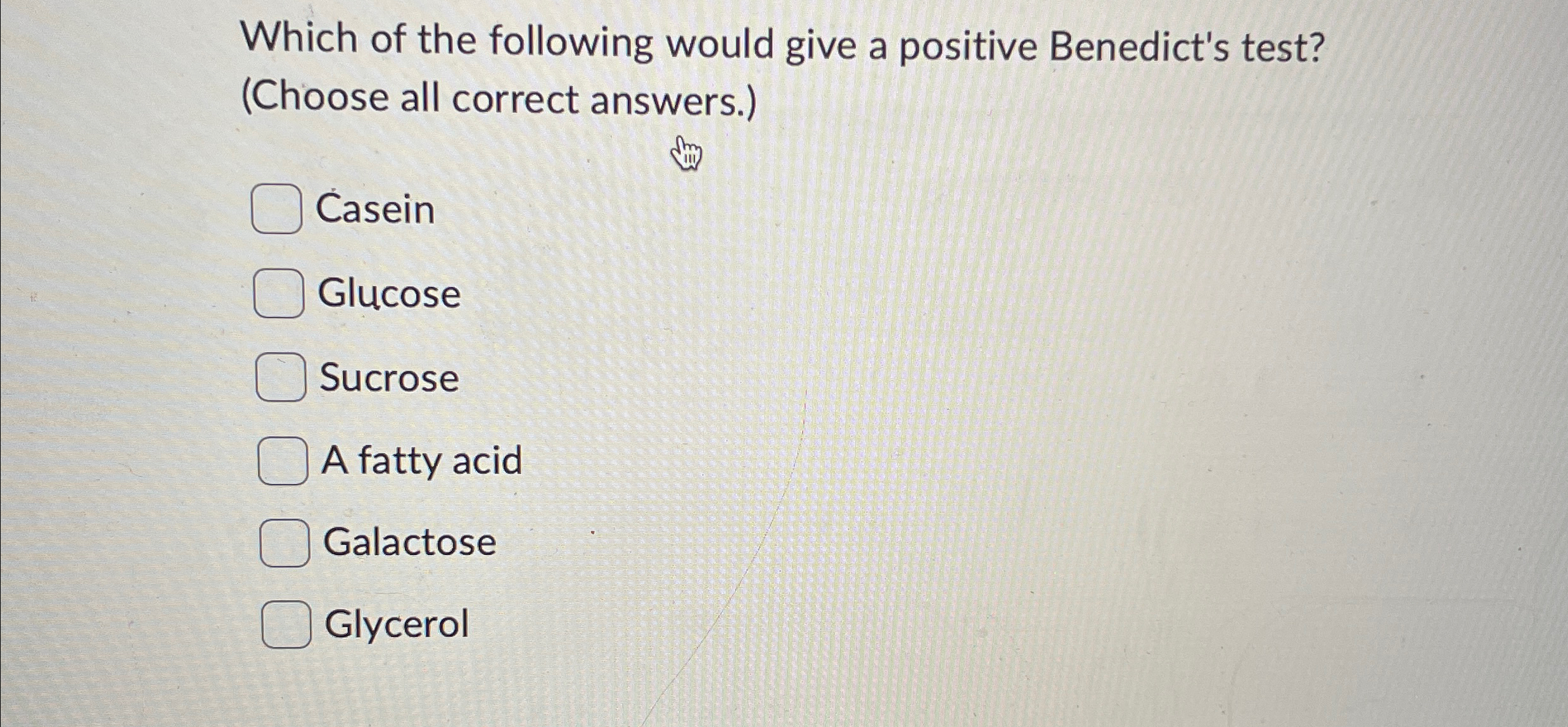Solved Which of the following would give a positive | Chegg.com