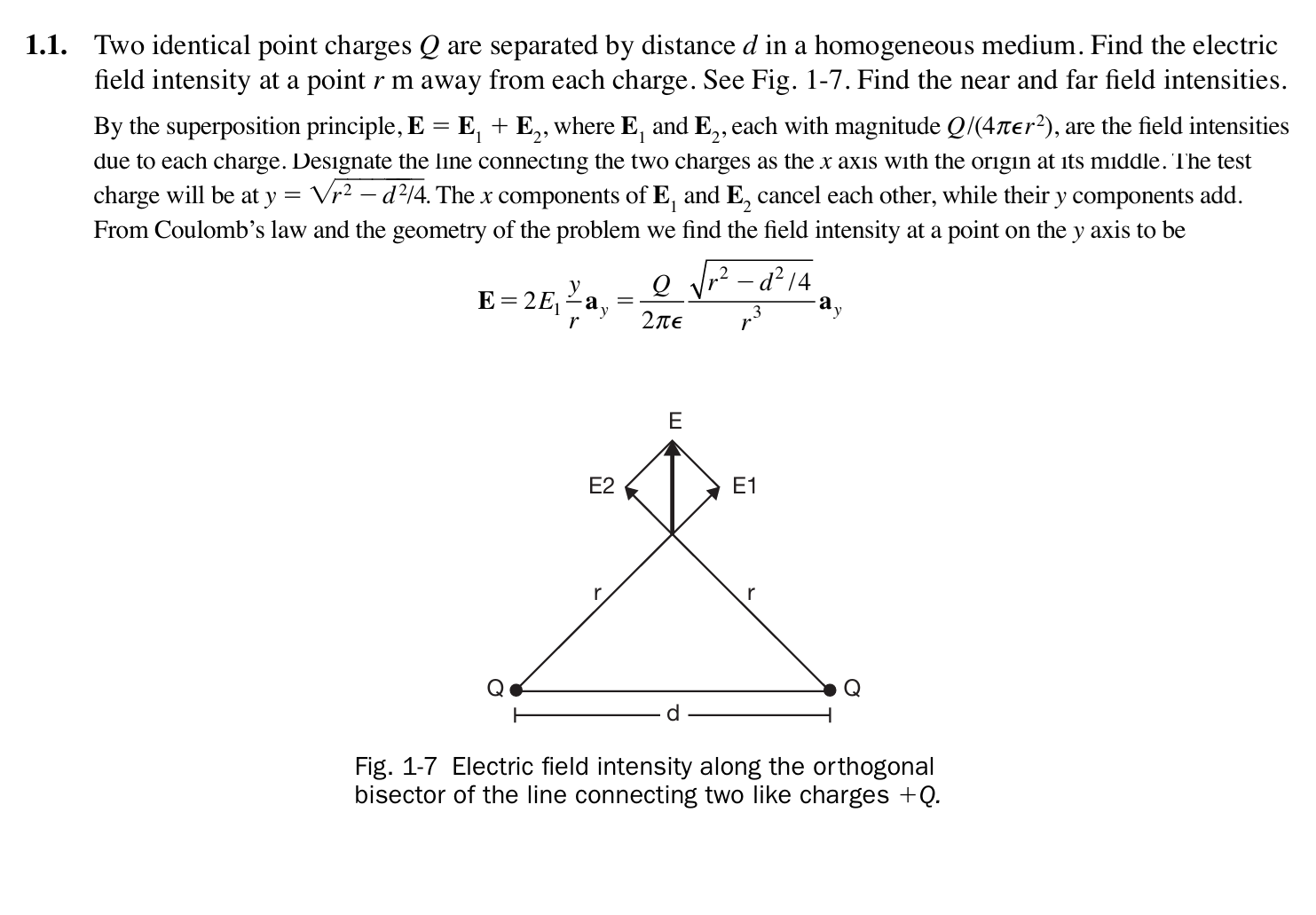 Solved 1.1. ﻿Two identical point charges Q ﻿are separated by | Chegg.com