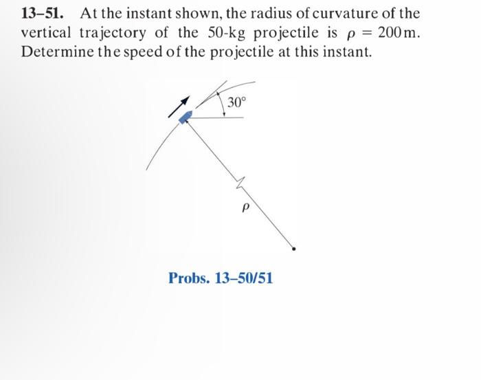 Solved 13-51. At the instant shown, the radius of curvature | Chegg.com