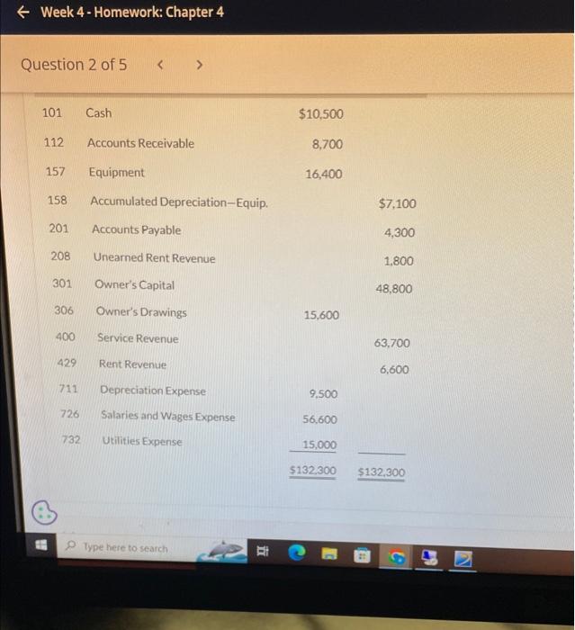 Solved Week 4 - Homework: Chapter 4 Question 2 of 5 101 Cash | Chegg.com