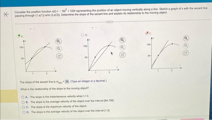 Solved Consider The Position Function S T −16t2 100t