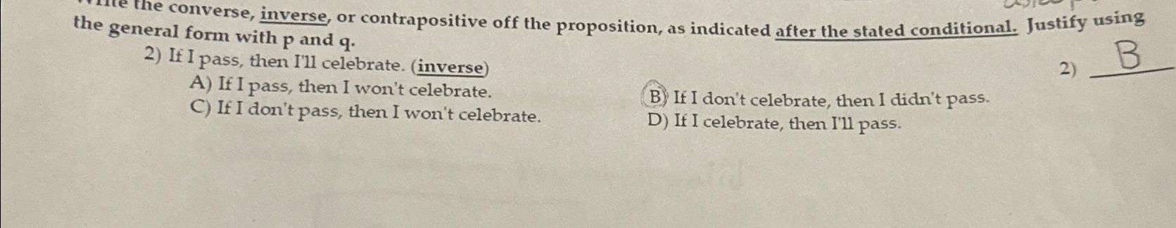 Solved converse, inverse, or contrapositive off the | Chegg.com