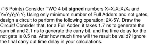 Solved (15 Points) Consider TWO 4-bit signed numbers | Chegg.com