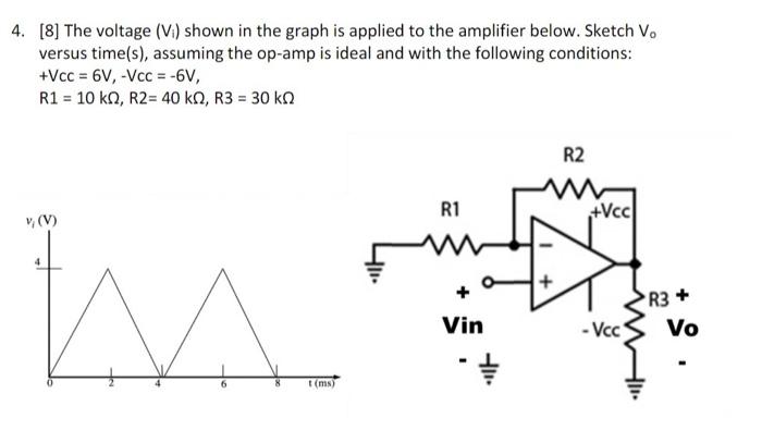 Solved 4. [8] The voltage (Vi) shown in the graph is applied | Chegg.com