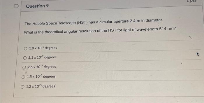 Solved The Hubble Space Telescope (HST) has a circular | Chegg.com
