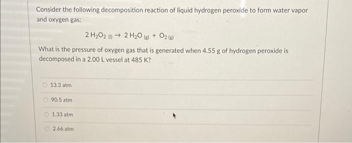 Solved Consider the following decomposition reaction of | Chegg.com