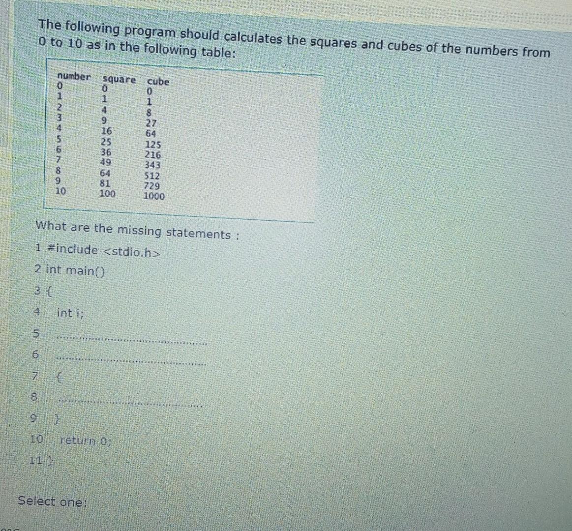 Solved The following program should calculates the squares | Chegg.com