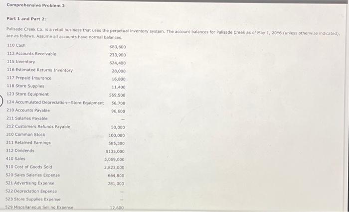 Solved Comprehensive Problen 2 Part 1 and Part 2 Palisade | Chegg.com