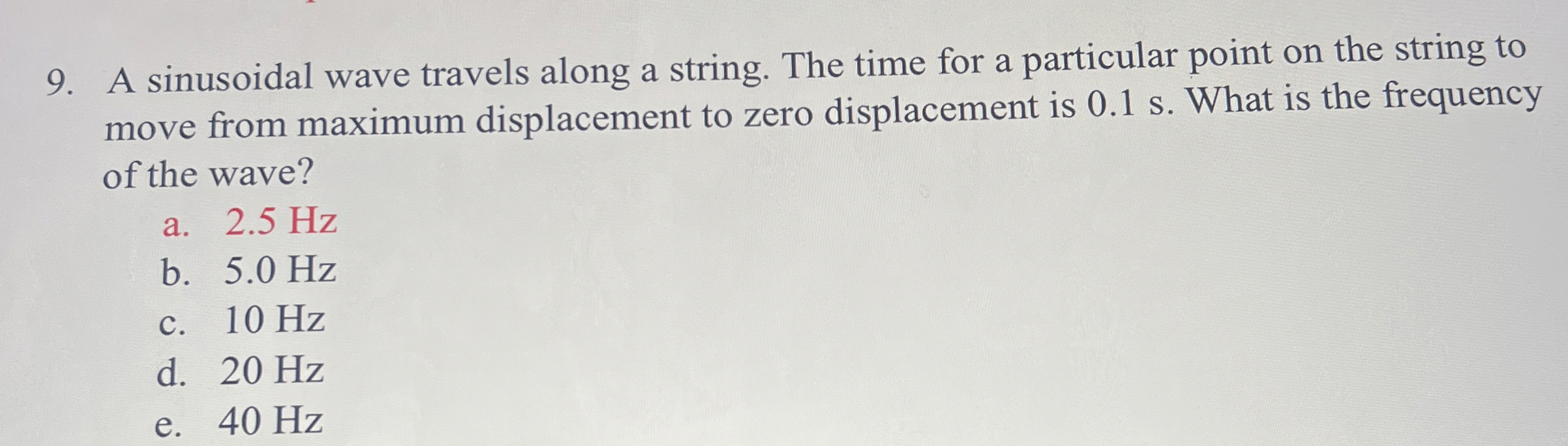 Solved A sinusoidal wave travels along a string. The time | Chegg.com