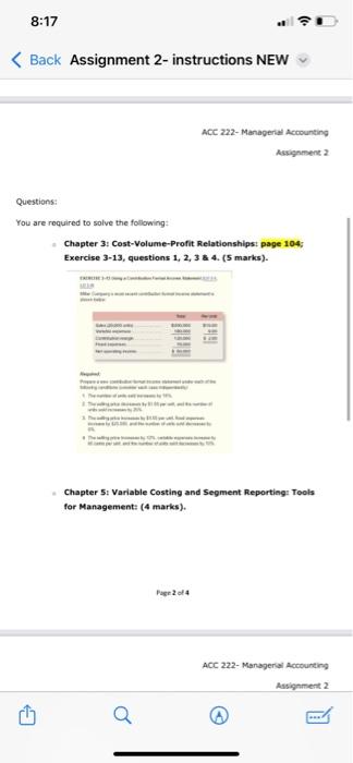 Chapter 5: Variable Costing and Segment Reporting: | Chegg.com