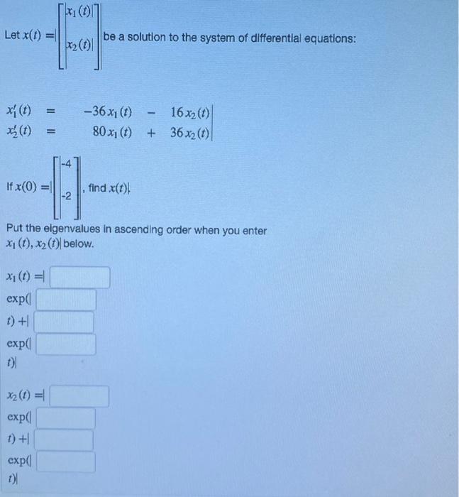 Solved Let x(t)=[x1(t)∣x2(t)∣] be a solution to the system | Chegg.com