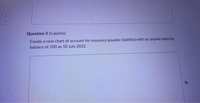 Solved Question 5 ( 5 points) Create a new chart of account | Chegg.com
