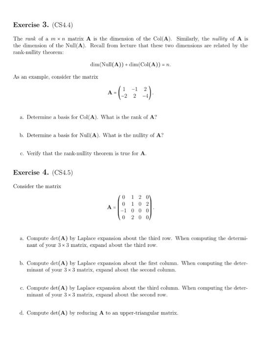 Solved The rank of a m×n matrix A is the dimension of the | Chegg.com