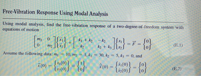 Solved Free-Vibration Response Using Modal Analysis Using | Chegg.com