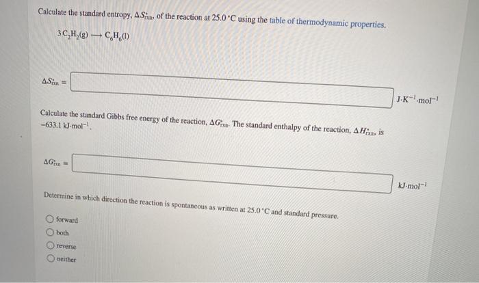 Solved Calculate the standard entropy, ASix of the reaction | Chegg.com