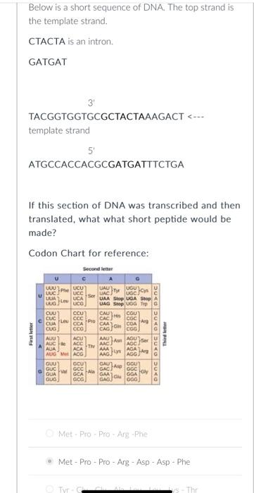 Solved Below is a short sequence of DNA. The top strand is | Chegg.com