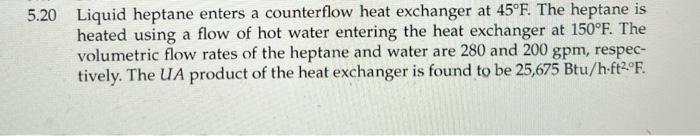 Solved 20 Liquid heptane enters a counterflow heat exchanger | Chegg.com