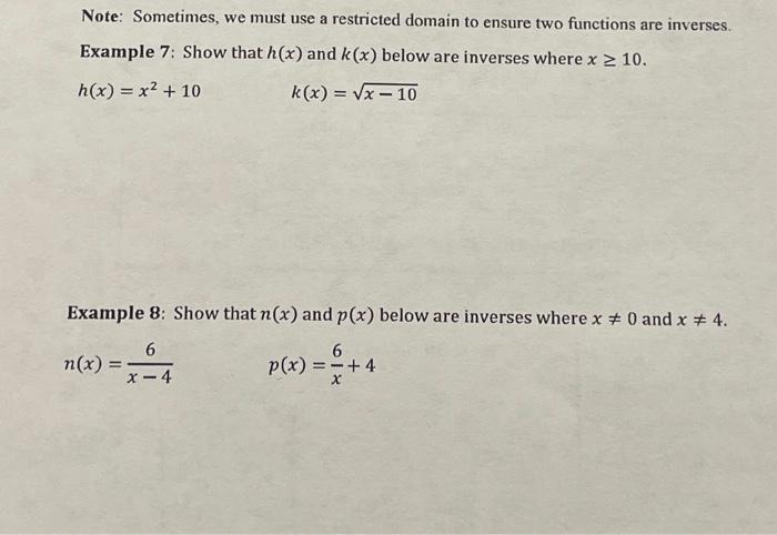 Solved Note: Sometimes, we must use a restricted domain to | Chegg.com