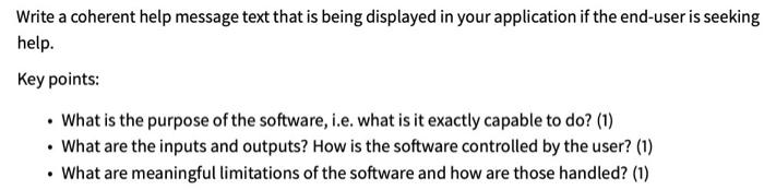 Solved Write a coherent help message text that is being | Chegg.com