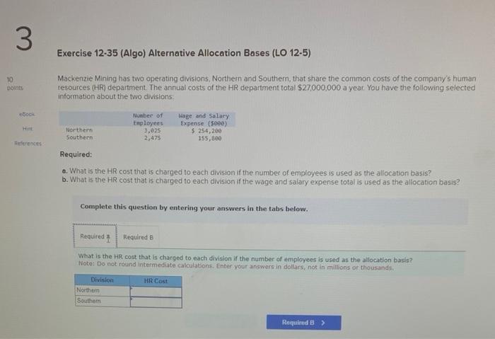 Solved Exercise 12-35 (Algo) Alternative Allocation Bases | Chegg.com