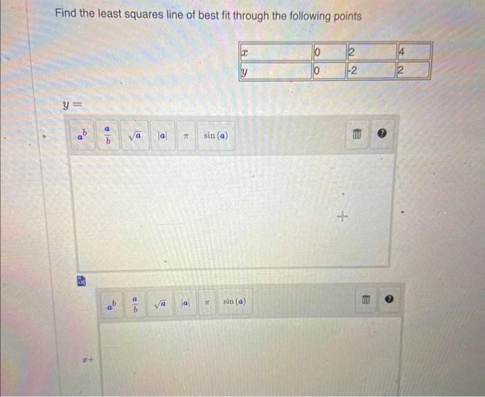 Solved Find the least squares line of best fit through the | Chegg.com
