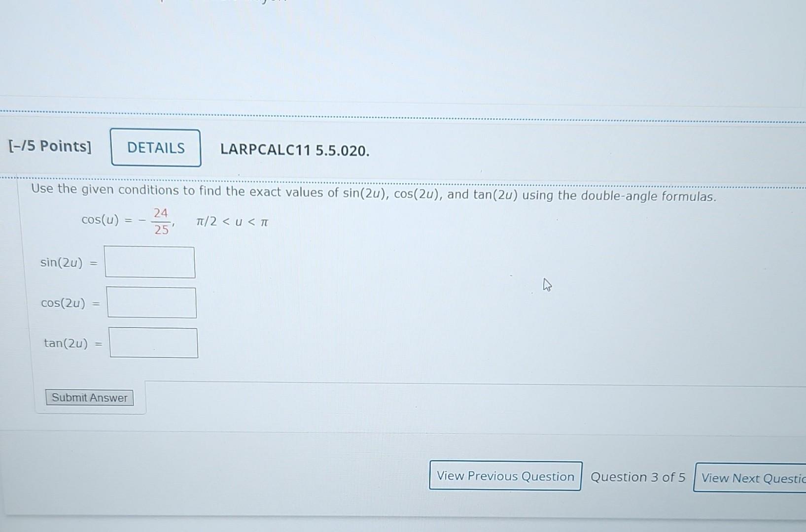 Solved sec=−2sin(2u)=π | Chegg.com