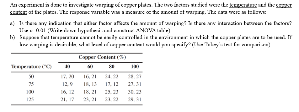 Solved An experiment is done to investigate warping of | Chegg.com
