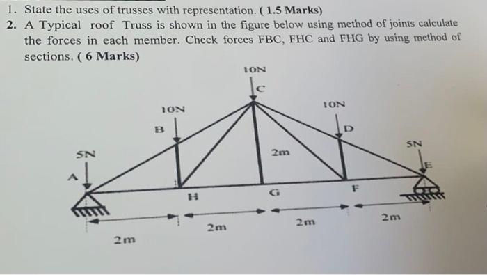 Solved 1. State the uses of trusses with representation. | Chegg.com