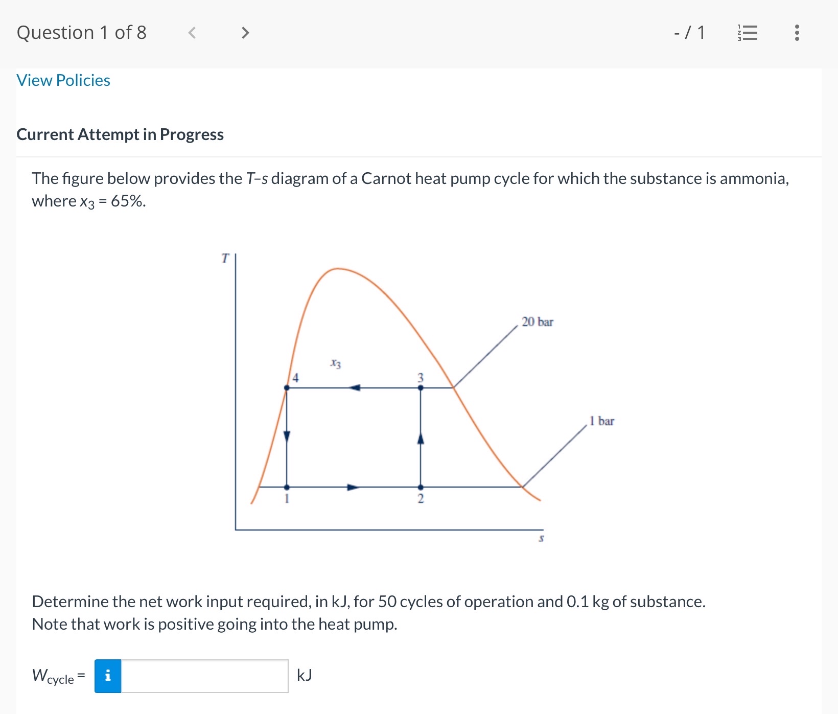 Solved Question 1 ﻿of 8-1View PoliciesCurrent Attempt in | Chegg.com