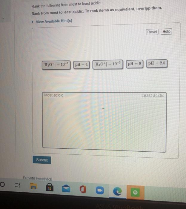 Solved Rank the following from most to least acidic. Rank | Chegg.com