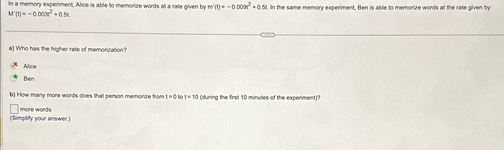 Solved In a memory experiment, Alice is able to memorize | Chegg.com