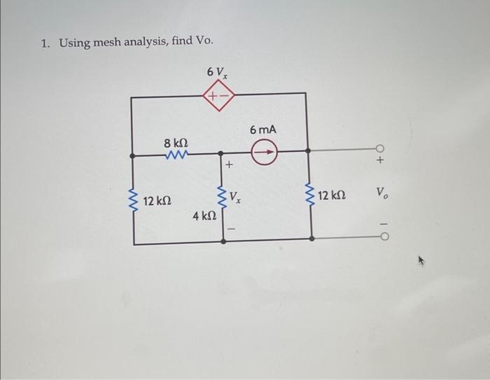 Solved 1. Using mesh analysis, find Vo. | Chegg.com
