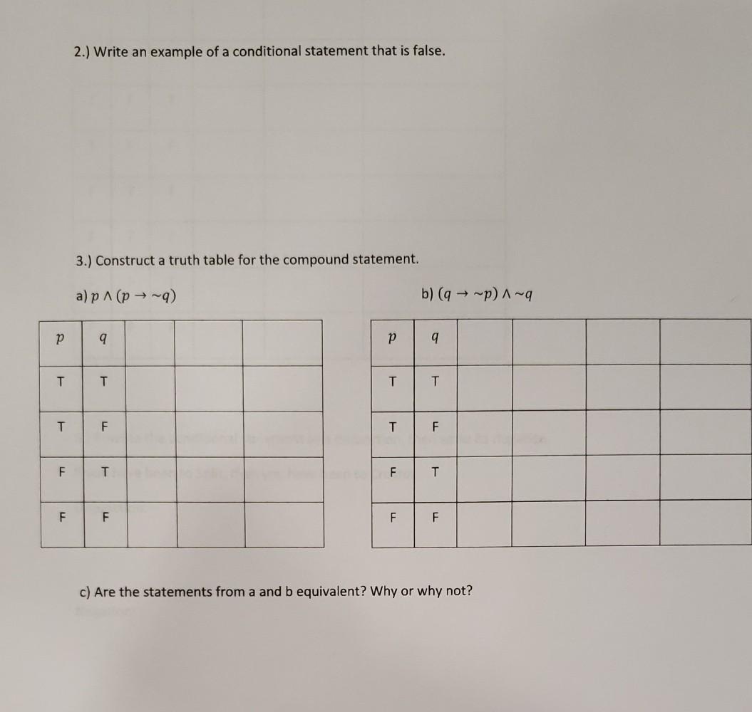 Solved 2.) Write an example of a conditional statement that | Chegg.com