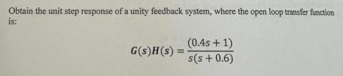 Solved Obtain the unit step response of a unity feedback | Chegg.com