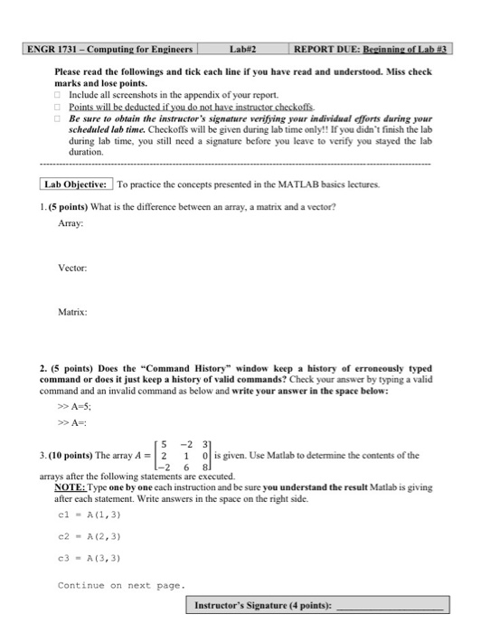 Solved ENGR 1731 - Computing for Engineers Lab#2 REPORT DUE: | Chegg.com