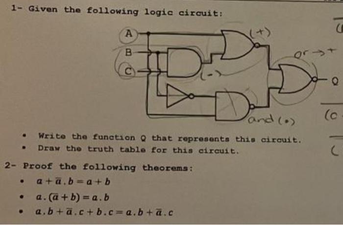 Solved 1- Given the following logic circuit: - Write the | Chegg.com