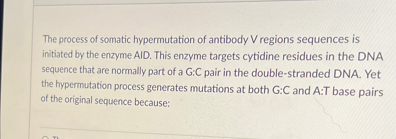 Solved The process of somatic hypermutation of antibody V | Chegg.com