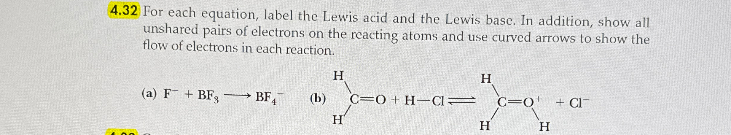 4.32 ﻿For each equation, label the Lewis acid and the | Chegg.com