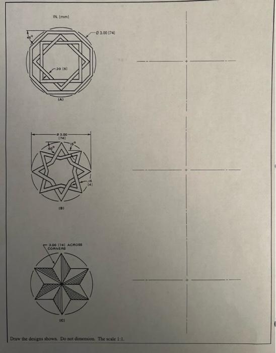 1. Given the center below, construct a hexagon 30 mm | Chegg.com