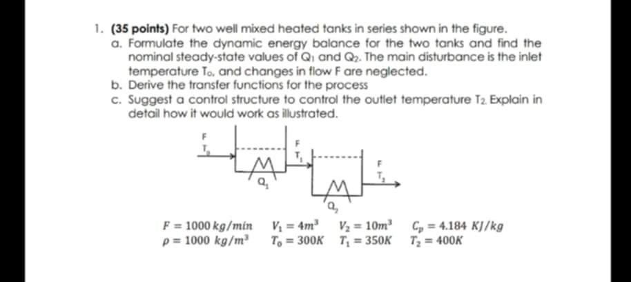 Solved ( 35 ﻿points) ﻿For two well mixed heated tanks in | Chegg.com