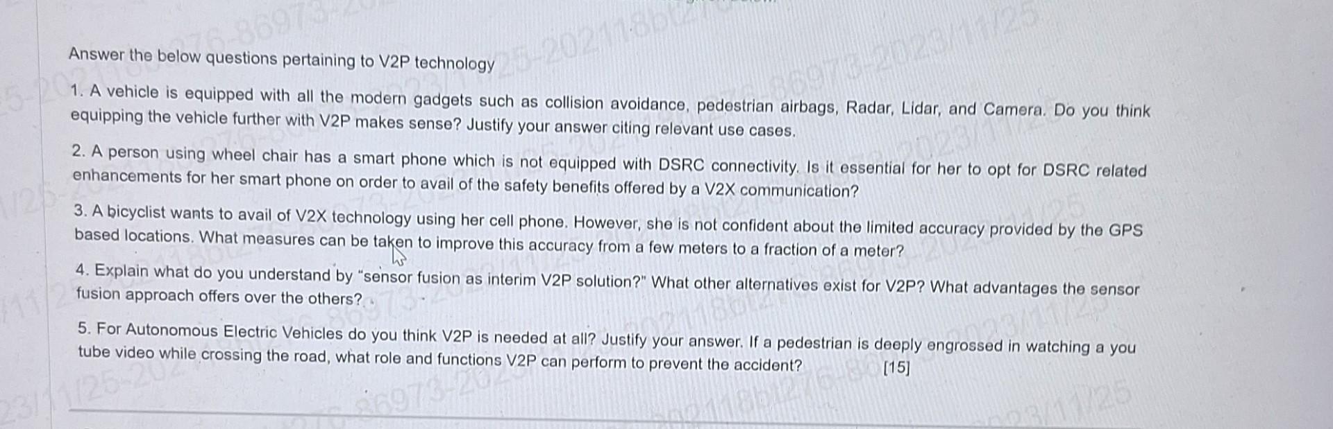 Solved Answer the below questions pertaining to V2P | Chegg.com