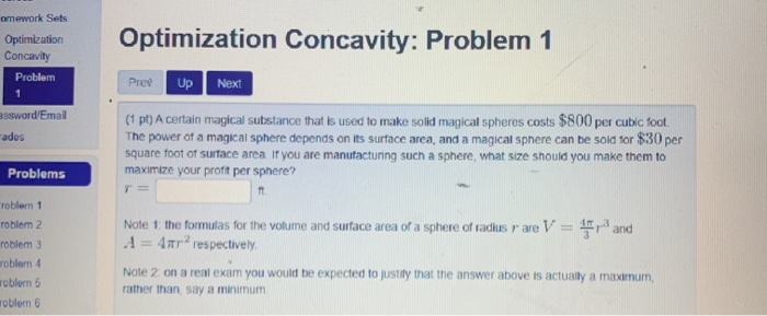 Solved omework Sets Optimization Concavity Problem | Chegg.com Solved omework Sets Optimization Concavity Problem | Chegg.com