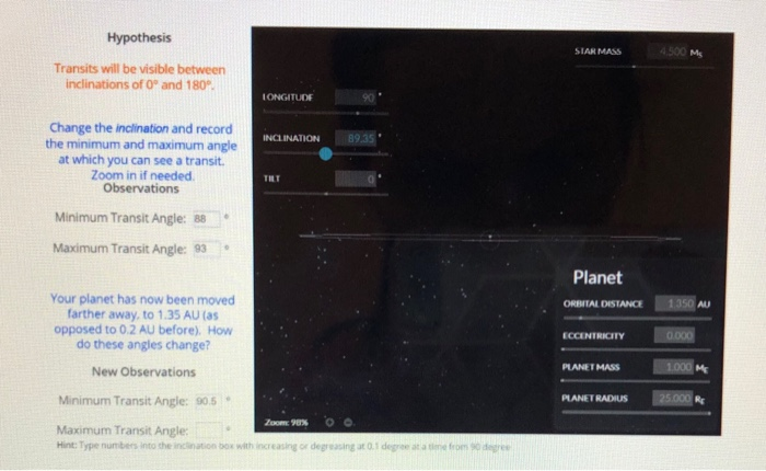 Solved Hypothesis SIAR MASS Transits will be visible between | Chegg.com