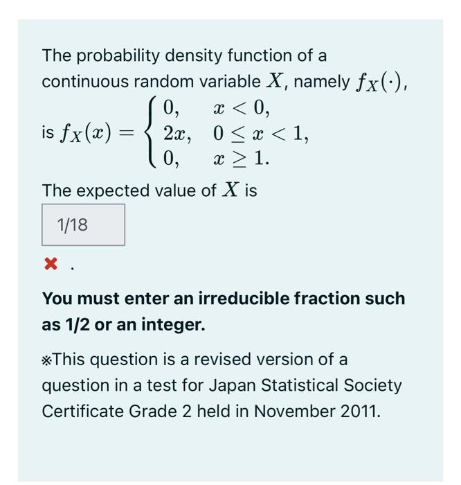 Solved The probability density function of a continuous | Chegg.com