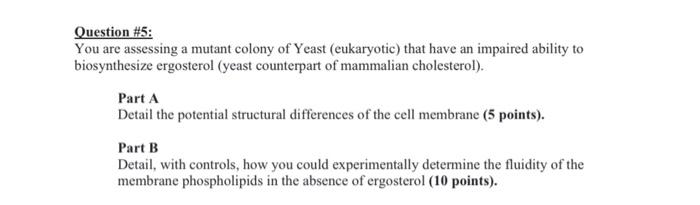 Solved Uestion \#5: (ou are assessing a mutant colony of | Chegg.com