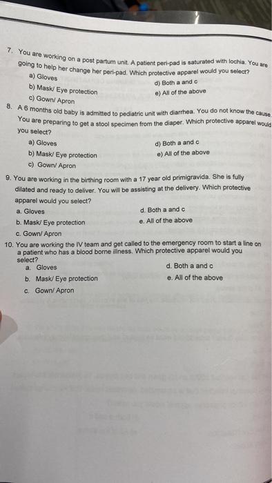 Solved 7. You are working on a post partum unit. A patient | Chegg.com
