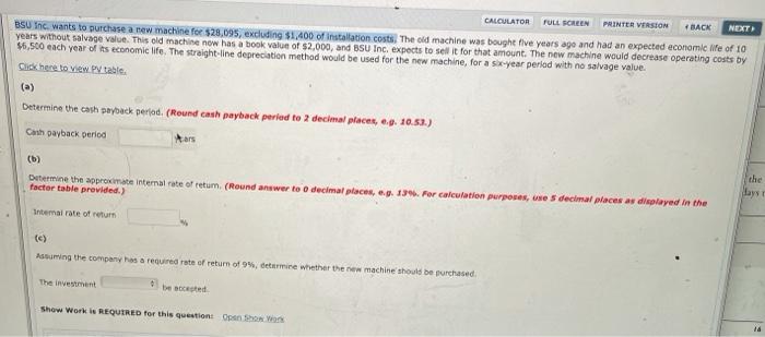 Solved CALCULATOR FULL SCREEN PRINTER VERSION + BACK NEXT | Chegg.com